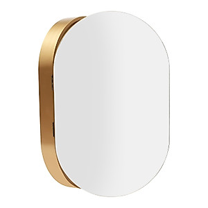 ZHIMIFU Oval Cabinet Mirror Bathroom Medicine Cabinet with Mirror Wall Storage Cabinet Vanity Wall Mirrors for Home Decor Bathroom Bedroom Living Room or Hallway,19.8” W x 30.8” H(Gold)