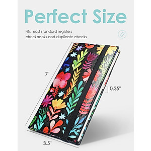 Zreal Checkbook Cover for Men & Women, Premium Vegan Leather Checkbook Holder Slim Wallets for Top & Side Tear Duplicate Checks with RFID Blocking (Flower)