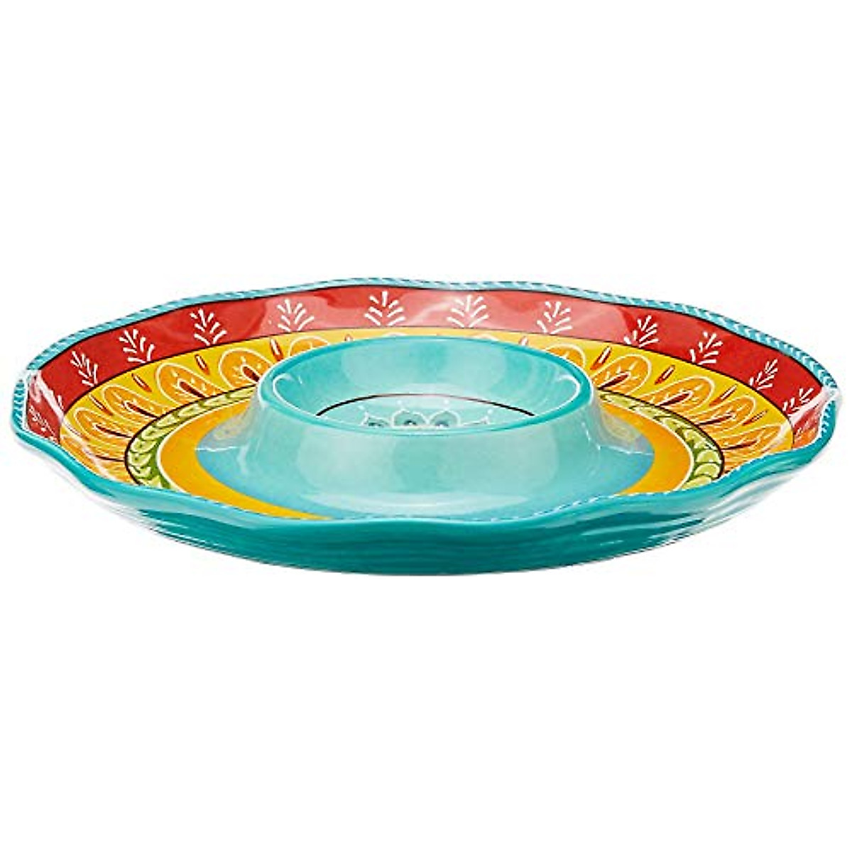 Certified International Valencia Chip & Dip 13.25",Red, Blue