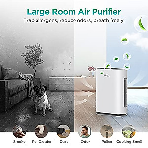 Mooka True HEPA Air Purifiers for Home Large Room, Up to 2,000 ft², Air Purifier for Bedroom with Air Quality Sensor, Timer, Chilck Lock, Air Cleaner for Pet Danders, Dust, Smoke, Odor