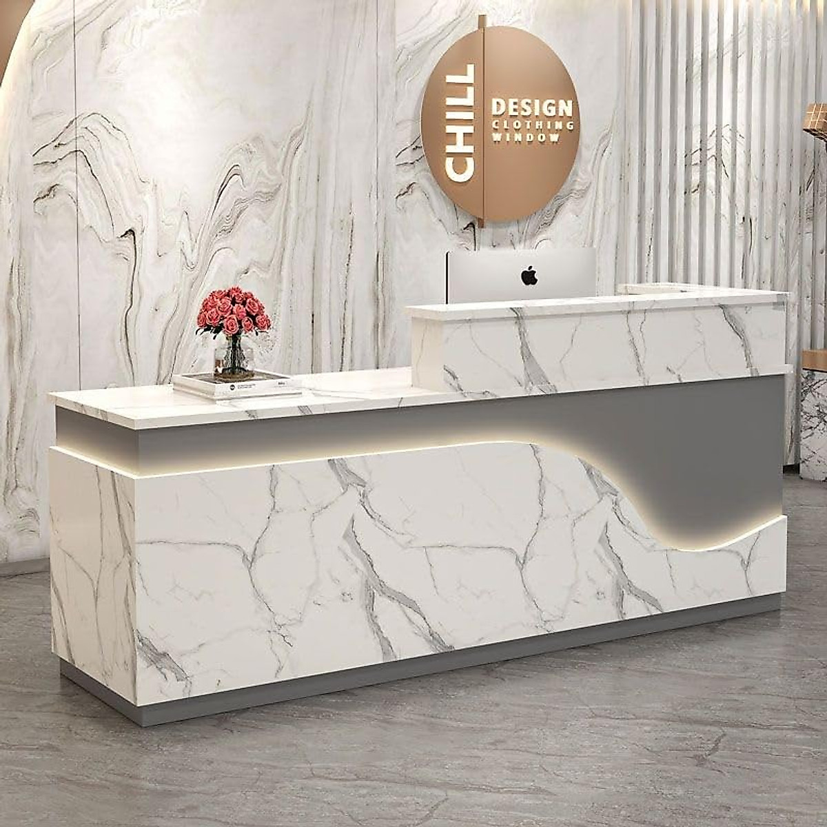 Commercial-Grade Reception Desk - Offers a Clean Look for Modern Offices and Public Spaces(F,200 cm x 60 cm x 100 cm)