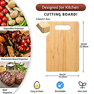 Lounsweer 6 Pcs Thicken Cutting Board Bamboo Bulk Kitchen Chopping Board Serving Wood Board Charcuterie Boards for Laser Engraving Thanksgiving Housewarming Gift(9 x 6 x 0.6 in)