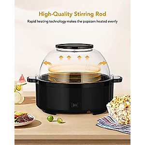 Kitchen Large Microwave Popcorn Maker, Hot-oil Popcorn Popper Maker with Nonstick Plate & Stirring Rod, Large Lid for Serving Bowl and Two Measuring Spoons, 16-Cup for Home Christmas Party Kids,Red