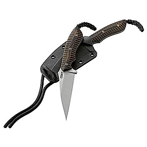 CRKT S.P.E.W. EDC Fixed Blade Knife with Sheath: Compact Utility Neck Knife, Bead Blast Blade, Textured G10 Handle, Nylon Sheath, Belt Loop 2388