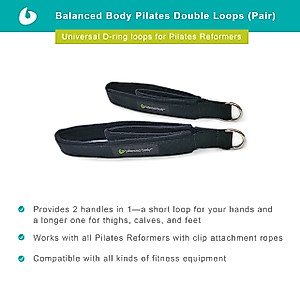 Balanced Body Double Loops, Padded Hand and Foot Straps with D Rings, Comfortable Accessories for Pilates Equipment, Workout Equipment for Home Gym or Studio Use, 1 Pair