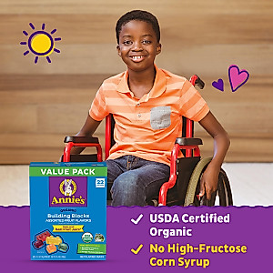 Annie's Organic Building Blocks Fruit Flavored Snacks, Assorted Fruit Flavors, Gluten Free, 22 Pouches, 15.4 oz.