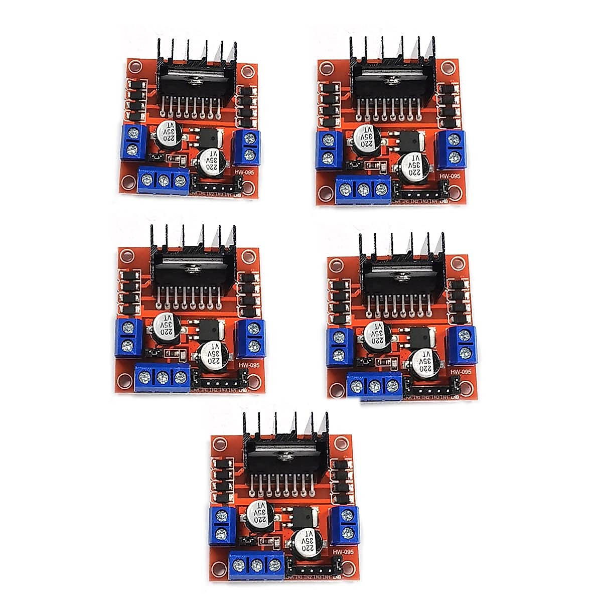 Kiro&Seeu 5PCS L298N Motor Drive Controller Board Module Dual H Bridge DC Stepper Motor Compatible with Ar-duino Electric Projects Smart Car UNO MEGA R3 Mega2560 (298N-MD-5pcs)