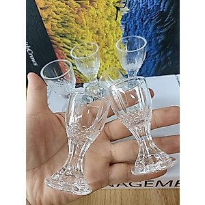 RYUHYF Mini goblets,Shot Glasses,set of 6, small glasses, white wine glasses, tequila glasses, crystal glasses (Mini goblets (0.5 oz))