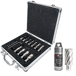 Annular Cutter Set 13 Pcs by S&F STEAD & FAST, Cutting Depth 1", Cutting Diameter 7/16" to 1-1/16" Inch, Mag Drill Bits Kit, Single Pc - 1-1/4" Cutting Diameter, 2" Cutting Depth