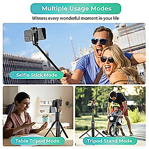 Torjim 60” Phone Tripod & Selfie Stick, All in One Extendable Cell Phone Tripod with Remote Shutter for Live Streaming/Video Recording/Photo, Upgraded iPhone Tripod Stand Compatible with iOS/Android