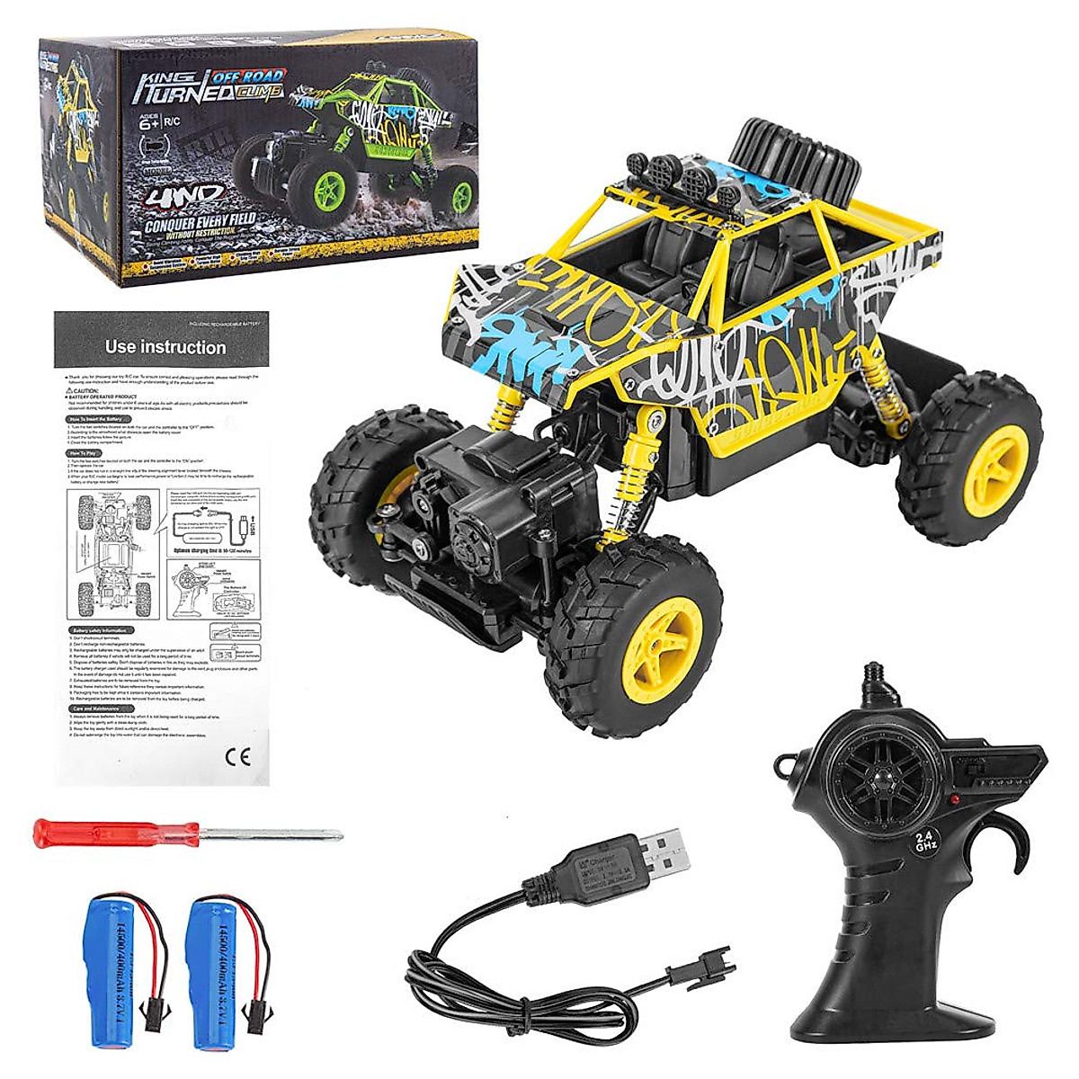 FunsLane Remote Control Car Off Road RC Stunt Cars, 4WD High Speed All Terrains Electric Toy Off Road RC Monster Vehicle Truck Crawler for Kids Boys Girls Gifts