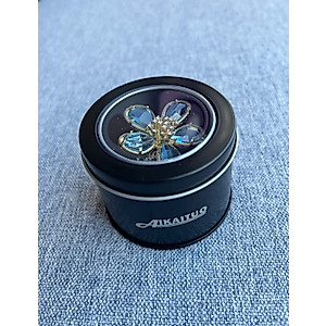 AIKAITUO Blue Crystal Large Petal Adjustable Ring Fashion Women's Clothing Accessories&Personalized Ball Party Christmas Gift