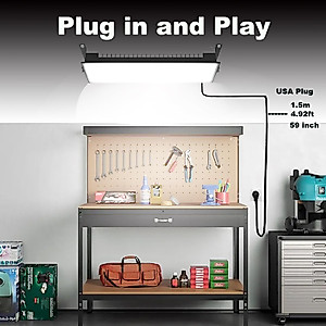 LED Shop Lights for Garage, 200W 22000lm Super Bright LED Work Light, IP66 Waterproof Outdoor Garage Light with Plug, 6500K Daylight White LED Shop Light for Workshop Warehouse Yard Factory 1 Pack