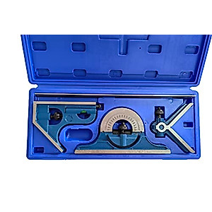 Combination Square 4 Piece Set, 12" Ruler 4R Graduation