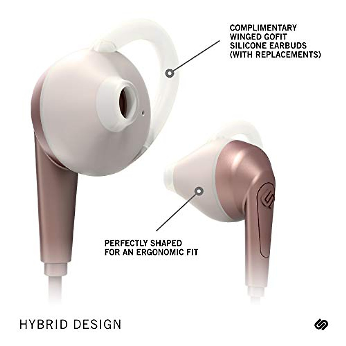 Urbanista Chicago Bluetooth Sports Earphones, High Performance, IPX4 Rated Water Resistant, Call-Handling with Microphone, Sport Carry Pouch, Rose Gold