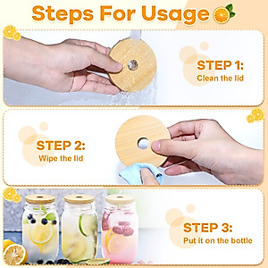 70mm Bamboo Jar Lids with Straw Hole for Glass Cups Reusable Wooden Mason Jar Lids Bulk for Beer Can Cups, 2.76 Inch Canning Lids with Silicone Ring for Regular Mouth Drinking Jars(20 Pieces)