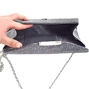 ZLMBAGUS Ladies Frosted Satin Evening Clutch Purse Bag Party Prom Wedding Envelope Crossbody Handbags Dark grey