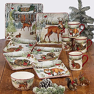 Certified International Winter Forest 8.25" Salad/Dessert Plates, Set of 4, Multicolored