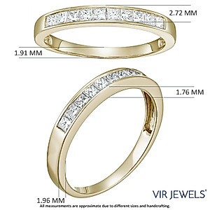 Vir Jewels 1/2 carat (ctw) Diamond Wedding Anniversary Band for Women, Half Eternity Princess Cut Square Diamond Engagement Ring 14K Yellow Gold Channel Set 0.50 cttw, Size 10