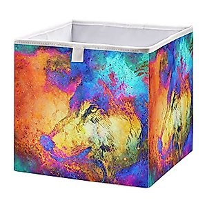 Wolf Portrait Cube Storage Bin Collapsible Storage Bins Waterproof Toy Basket for Cube Organizer Bins for Kids Girls Boys Toys Book Office Home Shelf Closet - 11.02x11.02x11.02 in