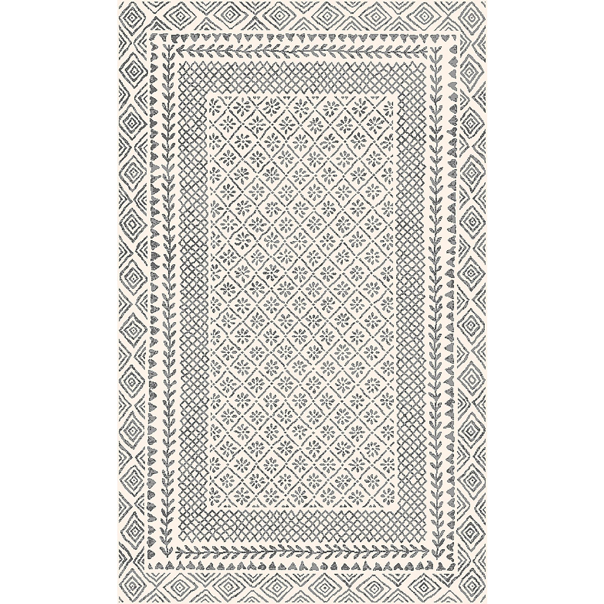 Livabliss Melodie Boho Farmhouse Area Rug,3'11" x 5'7",Beige
