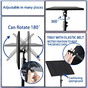 Projector Stand Tripod Adjustable Height, with Wheels, 2 Shelves, Mouse Tray Laptop Tripod, Outdoor Projector Stand for Backyard, Studio