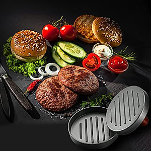 PIQUEBAR Burger Press Patty Maker Stainless Steel Hamburger Mold Non-Stick with 100 Patty Papers
