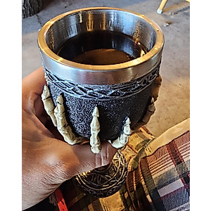 Horrible Resin Stainless Steel Skeletal Wine Goblet Skull Sacrifice Wine Chalice Cup Gothic Macabre Ossuary Halloween Decorative Accent Hosting Party Bar Whiskey Cocktail Beverage Drinking Glasses