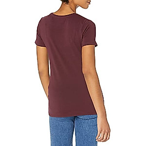 Amazon Essentials Women's Classic-Fit Short-Sleeve Crewneck T-Shirt, Pack of 2, Burgundy/Navy, Large