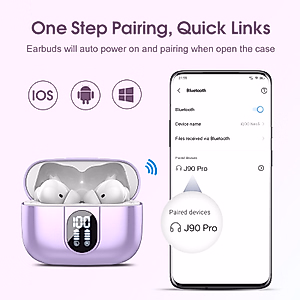 2024 Bluetooth 5.3 Headphones Wireless Earbuds HiFi Stereo, 40H Playtime in-Ear Earbud, Bluetooth Earbuds with LED Power Display, IP7 Waterproof Wireless Earphones Sport Headset for Android iOS