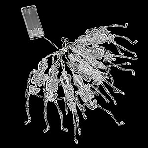 SALUTUY Decorative Lights, Warm Light LED String Light Skeleton Cute and Scary Unique Plastic Decorative String Lamp for Homes Gardens, Courtyards