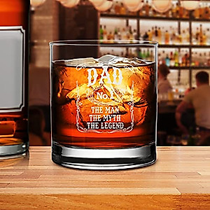 NeeNoNex Dad The Man The Myth The Legend Number One Whiskey Glass - Drinking Glass for Dad