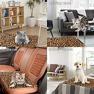 FLYSTAR Cat Bed Mat for Indoor Cats - Self Warming Leopard Cute Cat Bed Mat, Soft Warm Washable Self Heating Cat Bed Pad for Small, Medium, Large Cats & Puppies(15.7"*19.7")