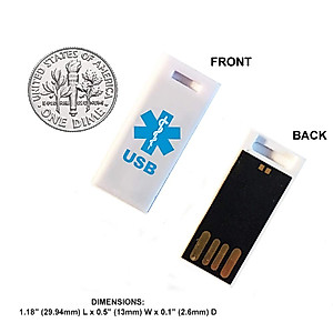 2 GB Medical Alert USB – Fits Elite, Messenger and Hologram USB Bracelets and USB INFORMER Dog Tag Silencer