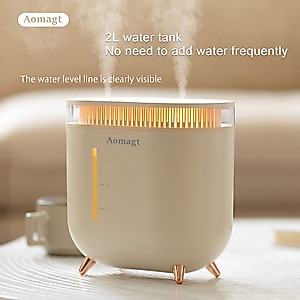 Aomagt Humidifiers for Bedroom, Nursery, Office, Plants,2L Cool Mist, Auto-Shut Off, Super Quiet, Brilliant 7 Colors Light, Top Fill, Lasts Up To 25 Hours,Easy to Clean