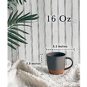 Mora Ceramic Large Latte Mug Set of 4, 16oz - Microwavable, Porcelain Coffee Cups With Big Handle - Modern, Boho, Unique Style For Any Kitchen. Microwave Safe Stoneware - Assorted Neutrals