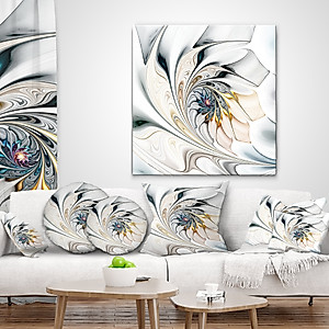 Designart White Stained Glass Art' Floral Throw Living Room, Sofa, Pillow Insert + Cushion Cover Printed On Both Side 16 in. x 16 in