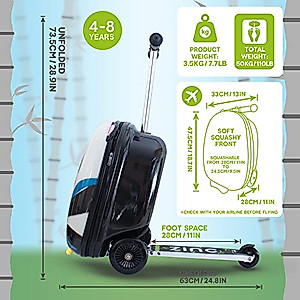 FLYTE 18 Inch Midi Kids Luggage Scooter Suitcase - Penni the Panda, Hardshell, Ride On with Wheels, 2-in-1, 25 Litre Capacity