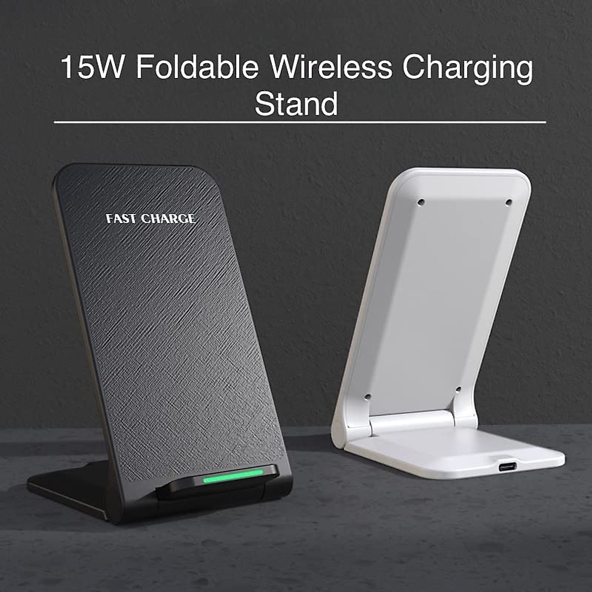 Folding 15W Wireless Charging Stand, Stand Compatible with All Phones,Phone Charger for iPhone 14/13/12/SE 2020/11/XR/XS/X/8, Samsung Galaxy S22 S21 S20 S10 S9 S8/Note 20 Ultra/10/9, Black