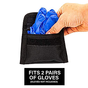 LINE2design Latex Glove Pouch Black - Police - Firefighter - EMS - EMT - Paramedic Medical 2 Pair of Gloves Holder