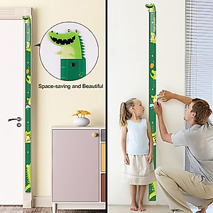 Buiory Removable 3D Cartoon Crystal Acrylic Height Measurement Chart Wall Stickers Solid Inches Growth Chart Ruler Wall Decal Wall Decor for Kids Babys Children Boys and Girls Bedroom Living Room Nursery (Crocodile)