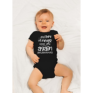 CBTwear And They Will Never Sleep Again Muahaha - Baby Clothes - Funny Newborn Bodysuit Outfits for Boys and Girls (6 Months, Black)