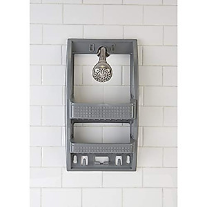 Bath Bliss Multi Hanging Option Shower Caddy | Over the Showerhead | Adhesive Backing | Screw Mount | Organizer | Large Shampoo & Conditioner Bottle Holders | Razor & Loofah Hooks | Grey