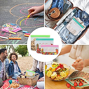 Bssential Reusable Food Silicone Storage Bags with Marker Included - 10 Pack (3 Reusable Gallon Bags + 4 Leakproof Reusable Sandwich Bags + 3 Food Grade Snack Bags) Dishwasher Safe, Leakproof Sandwich Bags, Bags for Lunch, Food Containers & Travel Essenti