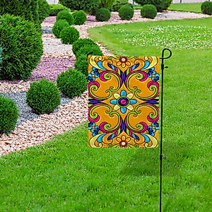 Mexican Talavera Ceramic Tile Holiday Garden Flag Vertical Double Sized Durable Polyester Fabric Non-Fade Outdoor Decoration Flag Banner for Christmas Halloween 12x18in