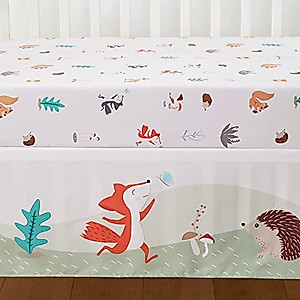 beeweed 3-Piece Crib Bedding Set for Boys Girls, Soft Baby Bedding Set Including Blanket, Crib Skirt & Crib Sheets, Woodland Animal Nursery Bedding Set