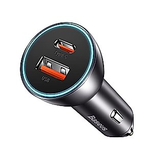 Baseus USB C Car Charger, 60W PPS QC3.0&PD3.0 PD27W Type C Car Charger, Dual Port Independent Fast Charging Phone Car Charger for iPhone 14/13/12/11Pro Max XS X, Samsung S22/S21 Ultra, iPad Pro/Air