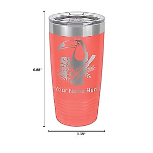 LaserGram 20oz Vacuum Insulated Tumbler Mug, Toucan, Personalized Engraving Included (Coral)