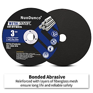 NuoDunco 24 Pack Cut-Off Wheel 3 Inch, 3” x 1/25” x 3/8” Cutting Wheel, Metal & Stainless Steel Cutter Discs with 1/4 Stem Mounting Mandrel for Die Grinder Rotary Tool Drill Attachment