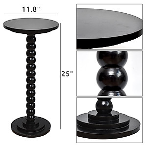 SwallowLiving 12" x 25" Wooden Round Pedestal Cocktail Drink Table for Small Spaces, Black